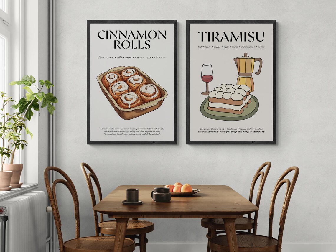 Cinnamon Roll Gift | Cinnamon Bun Decor | Swedish Retro Print | Bakery ...
