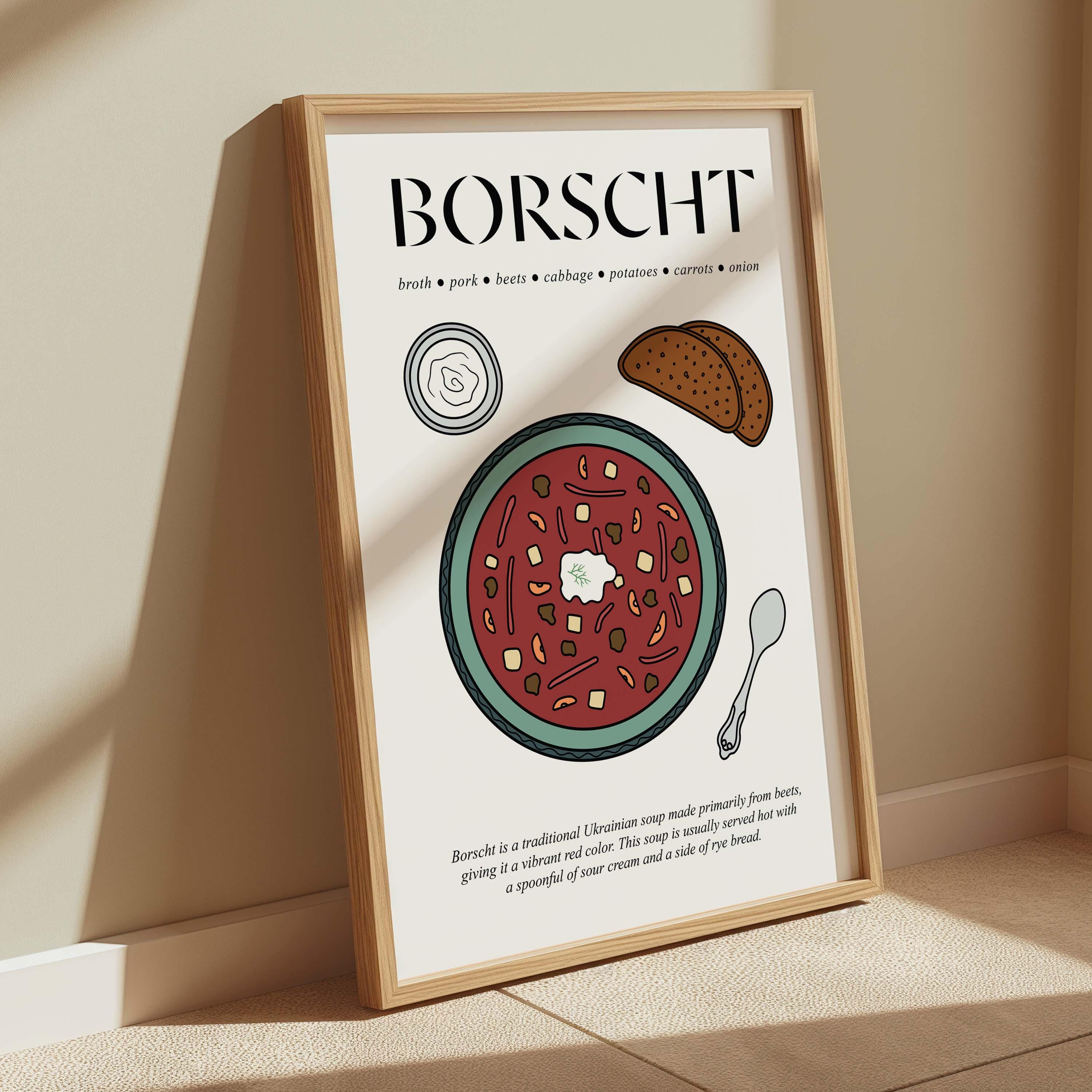 Borscht Poster | Ukrainian Beet Soup Print | Eastern Europe Art ...