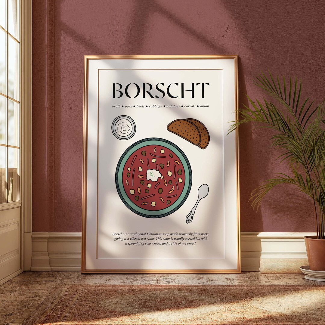Borscht Poster | Ukrainian Beet Soup Print | Eastern Europe Art ...