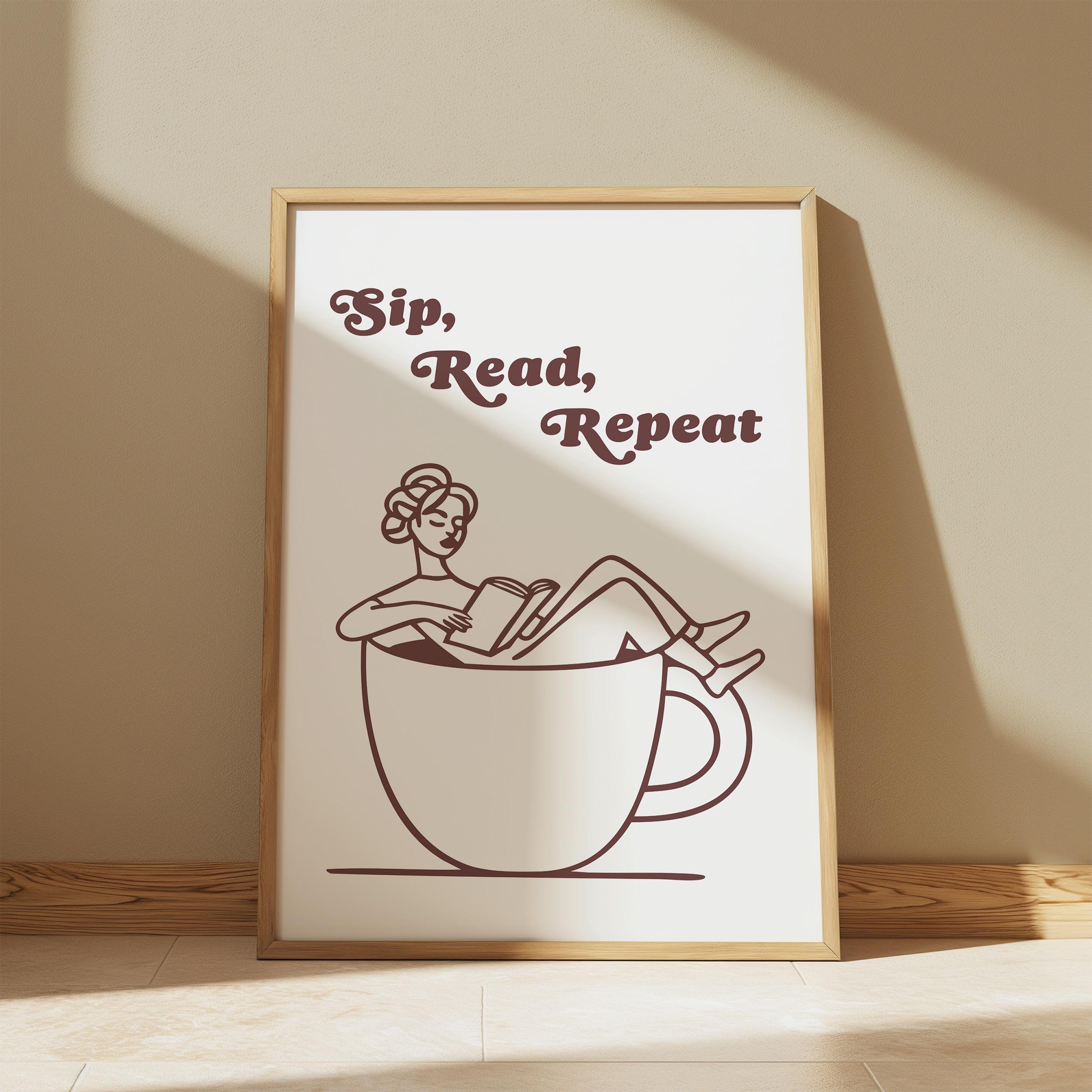 Coffee Lovers | Tea Print | Line Drawing | Boho Wall Art | Playful Art ...