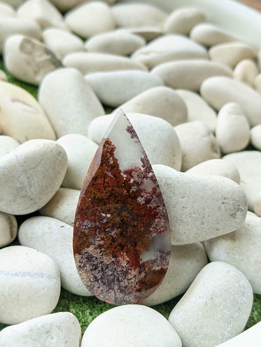 Red Moss Agate Teardrop Cabochon 43x21x5 Mm • Natural Moss Agate ...