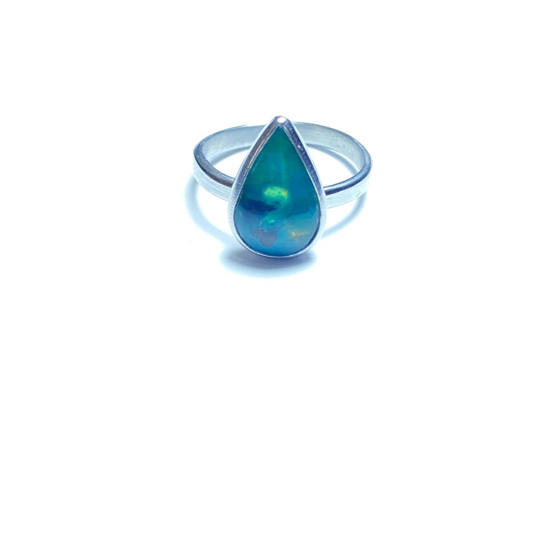Gem Silica Crystal Ring - Rare Polished Chrysocolla Sterling Silver ...