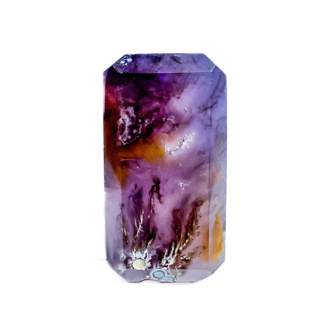 Purple Plume Agate Cabochon, Healing Crystal (30 X 15 X 5 Mm) - Etsy