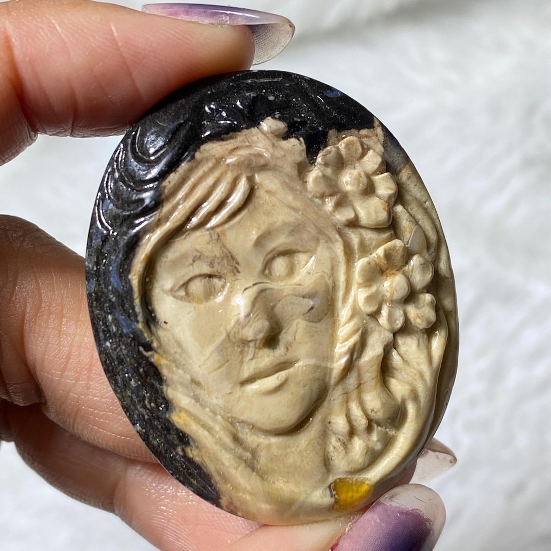 Palm Root Agate Princess Face Carving, Palm Root Agate , Gifts for Her ...