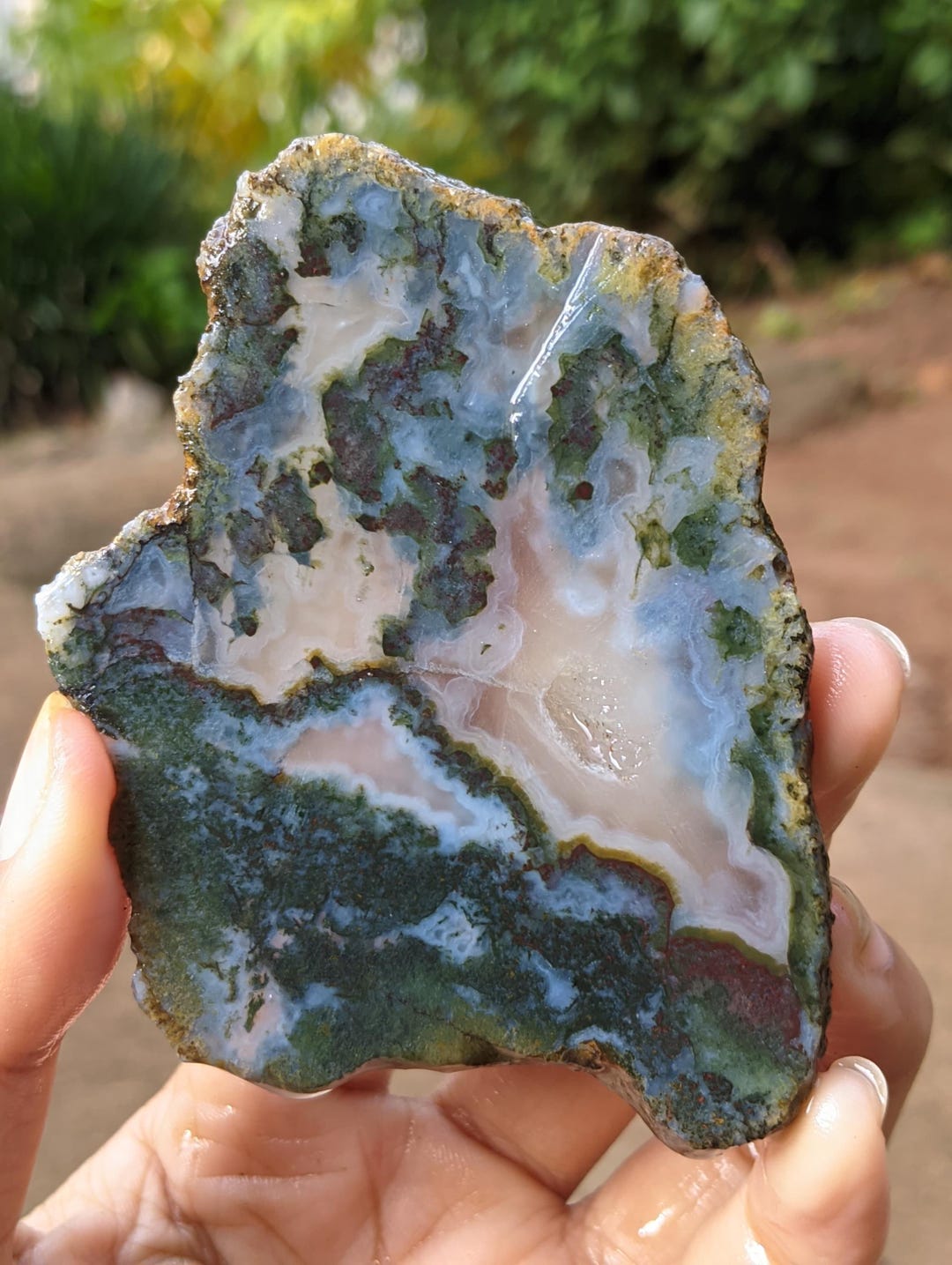Unpolished Slab Moss Agate Cabochons,moss Agate Gemstone,moss Loose ...