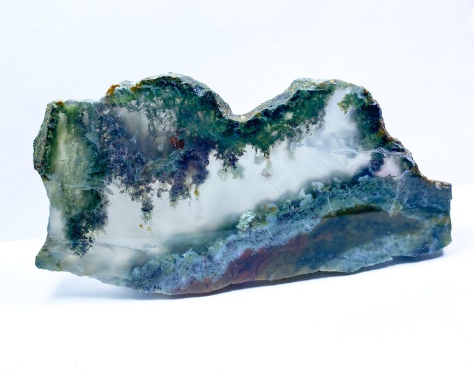 Polished Slab Moss Agate 130x60x10mm – Natural Crystal Healing Stone ...
