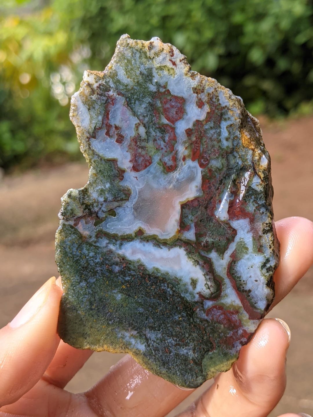 Scenic Moss Agate Slab Unpolished. Natural Agate Slice , Gemstone ...