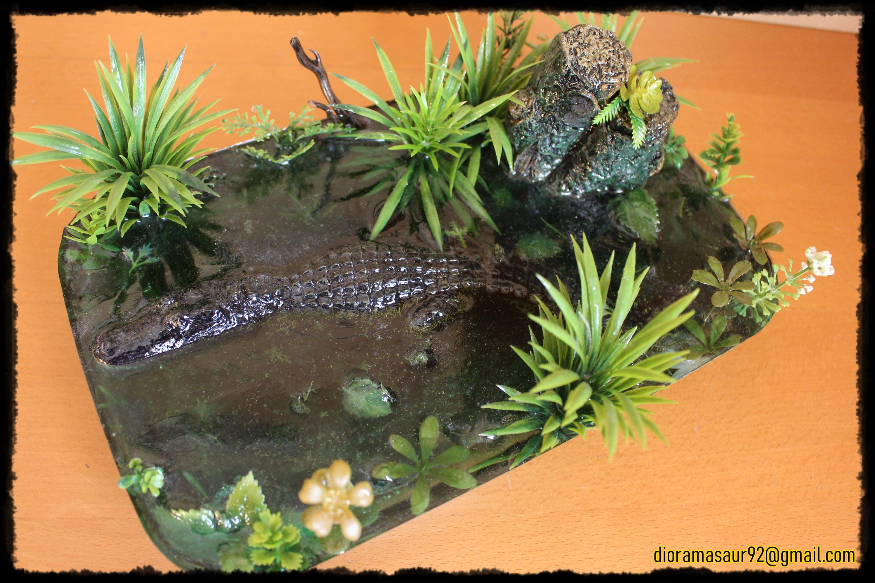 Diorama Alligator Safari Ltd - Handmade Swamp With Epoxy Resin - Etsy