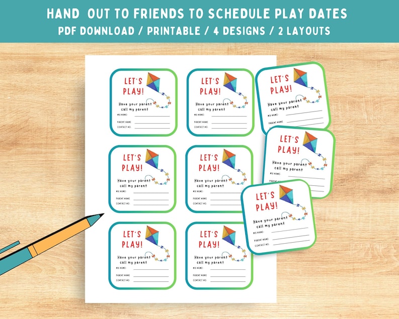 Printable Kids Seasonal Playdate Cards, Keep in Touch Cards, Kids ...