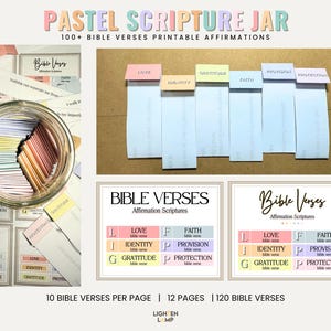 DIY Pastel Color Jar Bible Verse Affirmation Printable Scriptures Jar ...