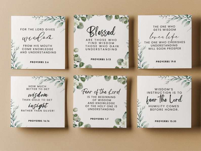 Proverbs Scripture Cards Wisdom Printable Bible Verse Card Words of ...