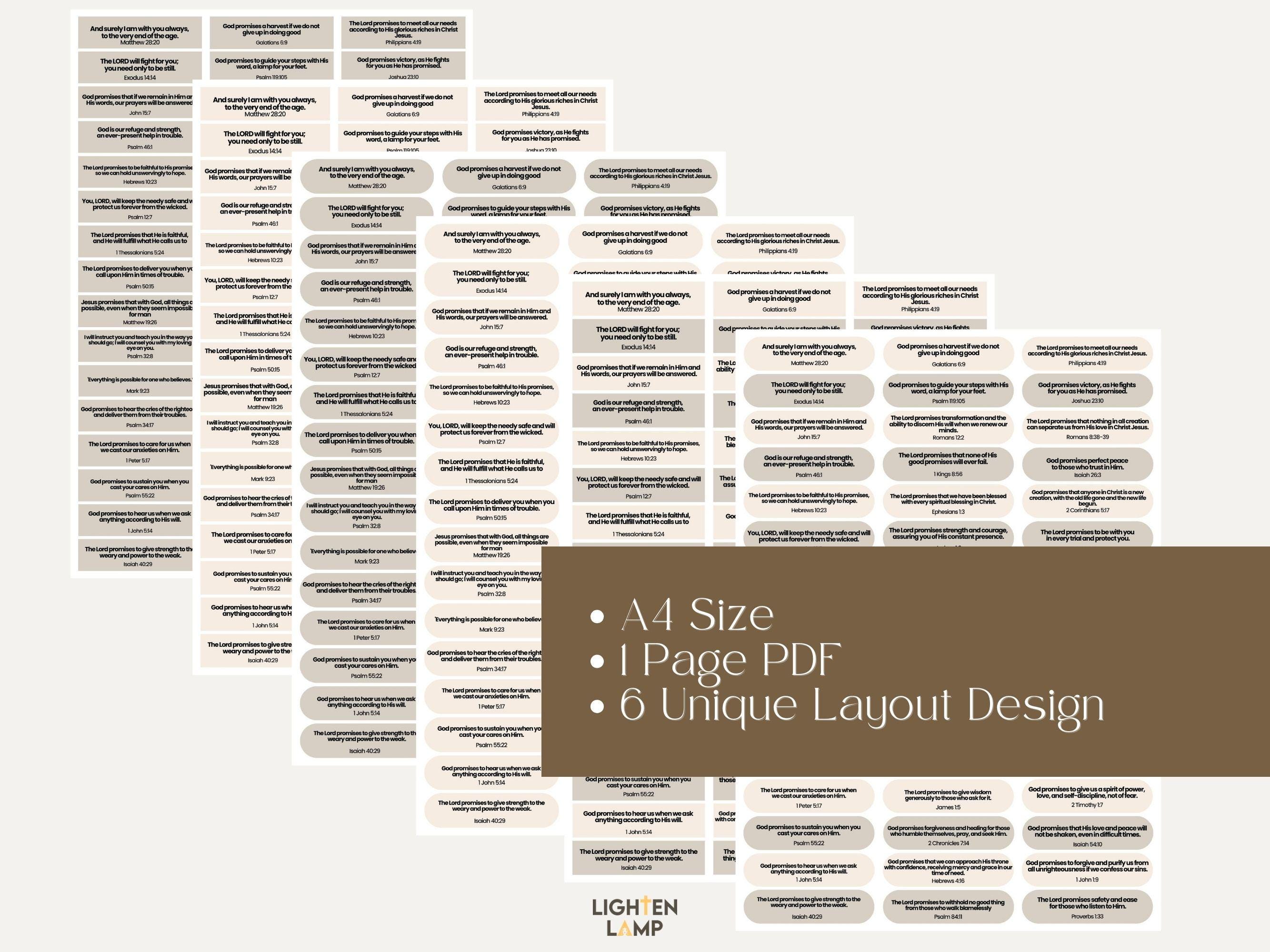 Printable Scripture Cards Gods Promises Bible Verse Encouraging Daily ...