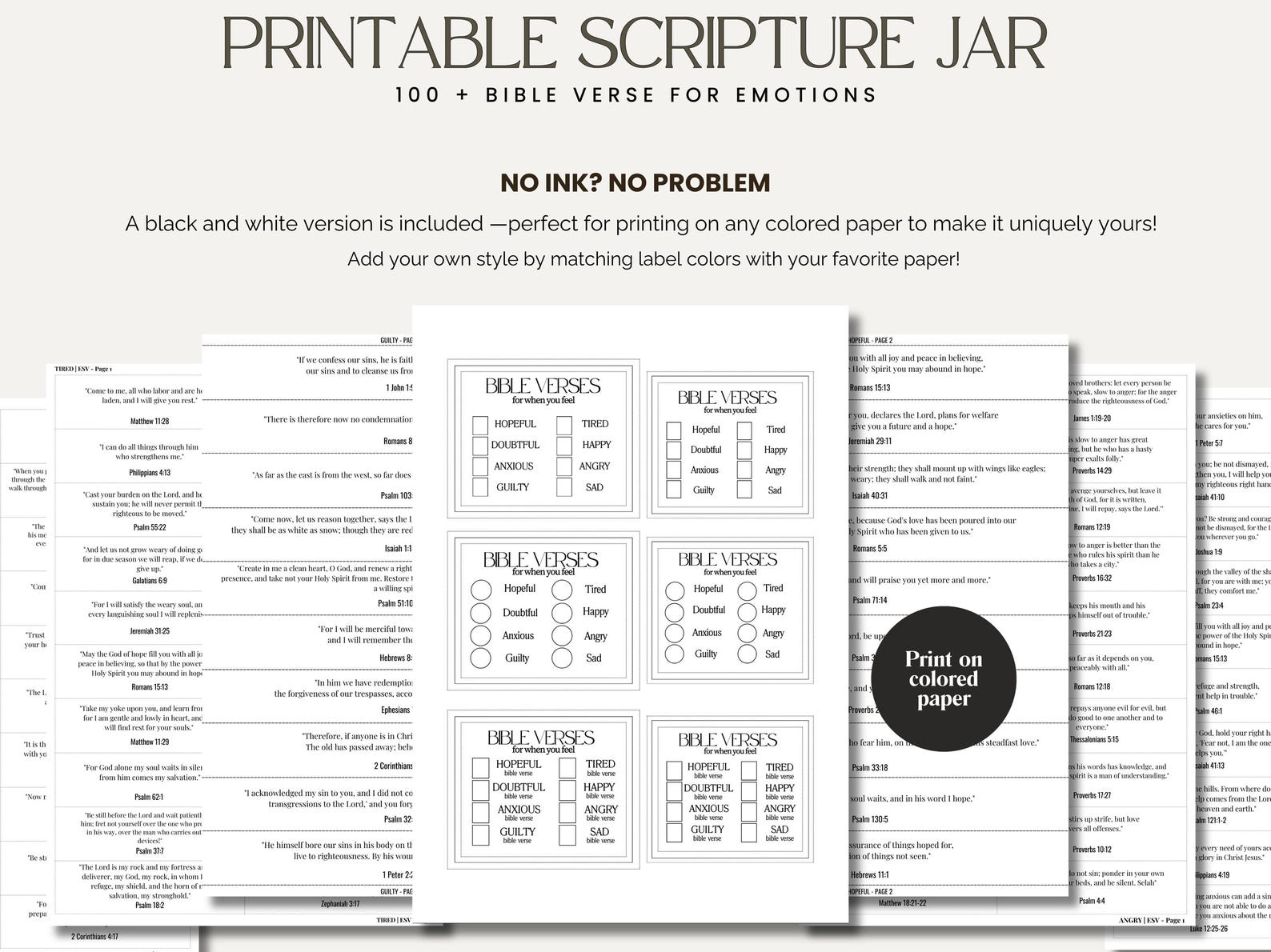 DIY Jar Bible Verse Printable Scriptures Jar for Emotions Christian Jar ...