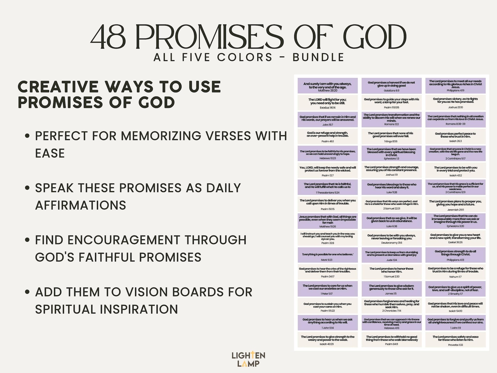 Gods Promises Bundle Printable Scripture Cards Bible Verse Encouraging ...
