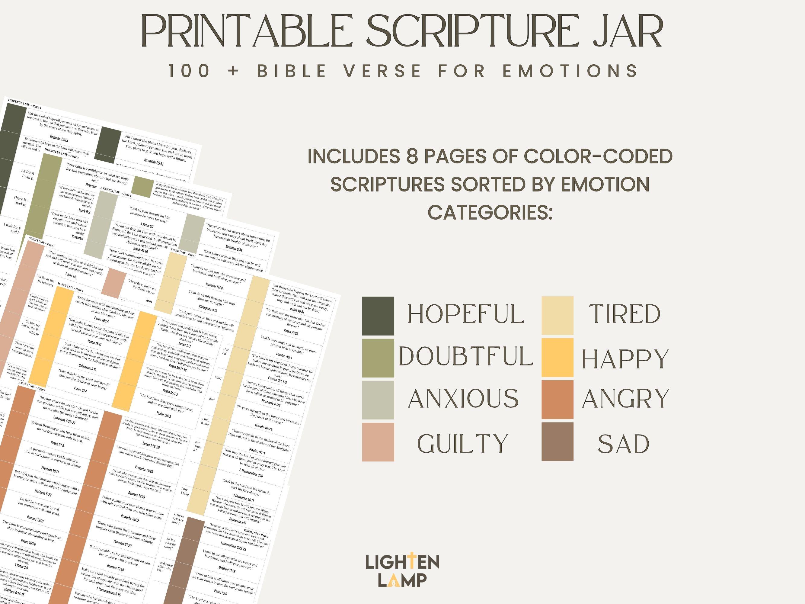 DIY Jar Bible Verse Printable Scriptures Jar for Emotions Christian Jar ...