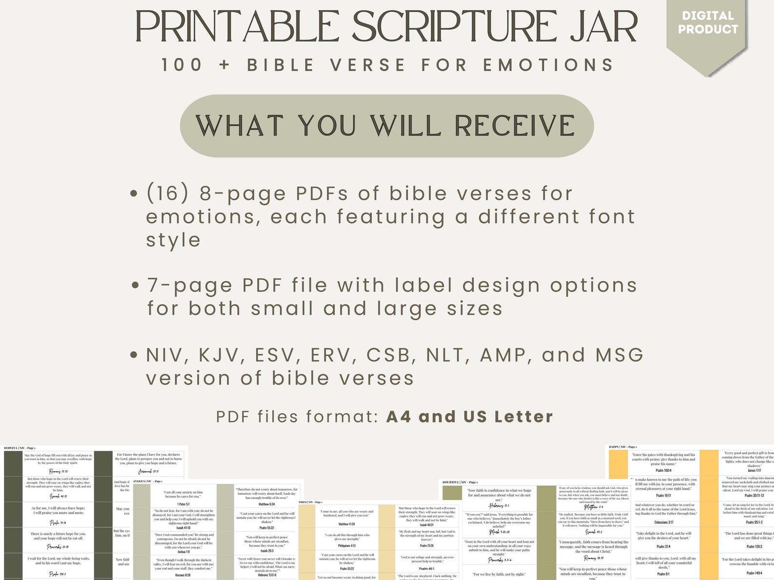 Bundle DIY Jar Bible Verse Printable Scriptures Jar for Emotions ...