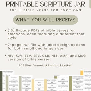 Bundle DIY Jar Bible Verse Printable Scriptures Jar for Emotions ...