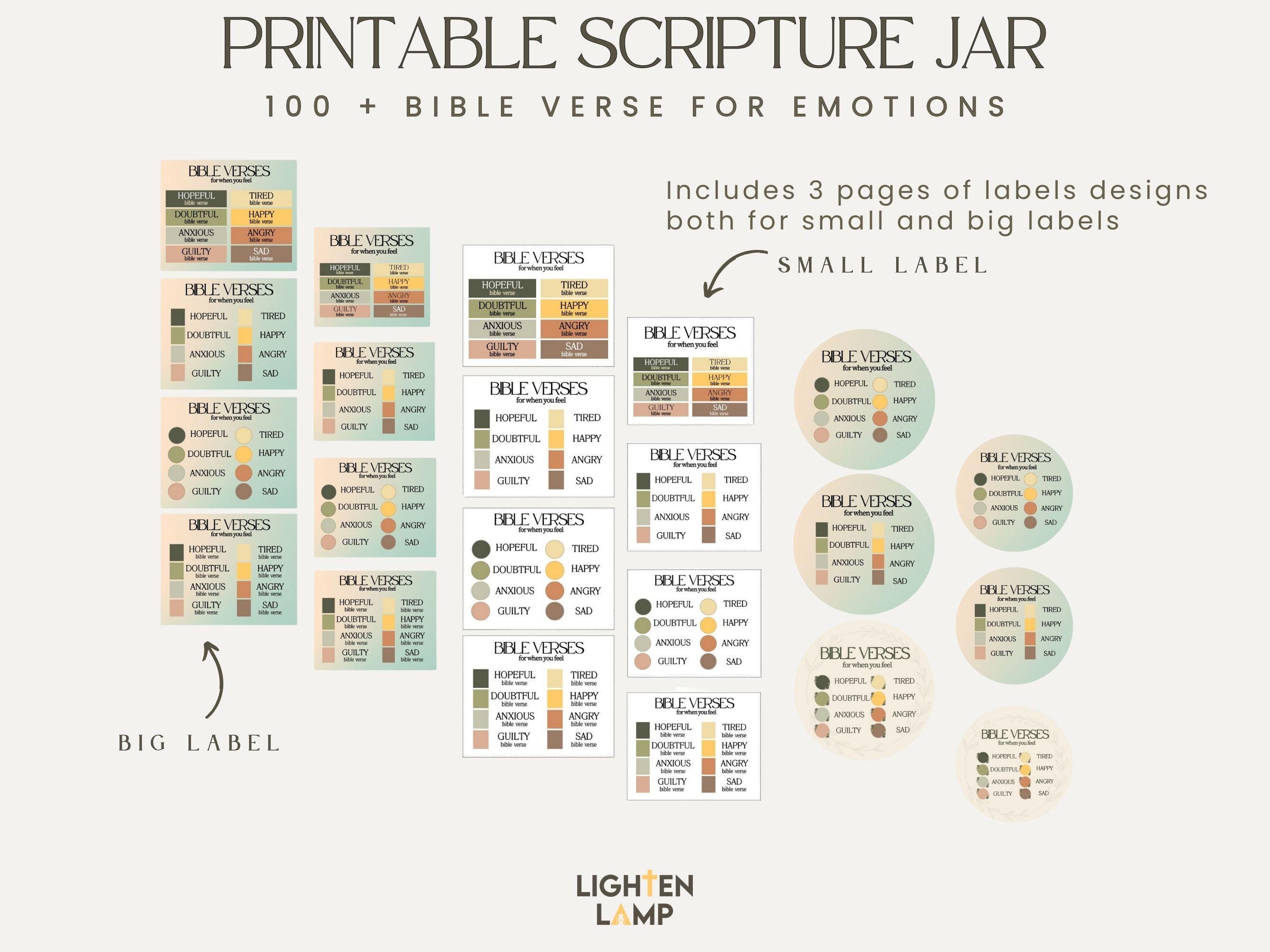 DIY Scriptures Jar Color Coded Bible Verses for Emotions Christian ...