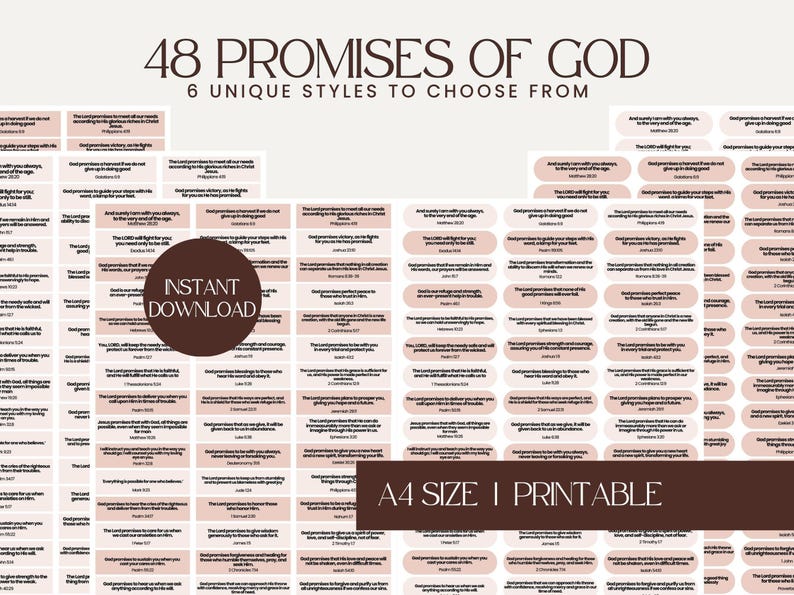 Printable Scripture Cards Gods Promises Bible Verse Encouraging Daily Affirmation Bible Verses ...