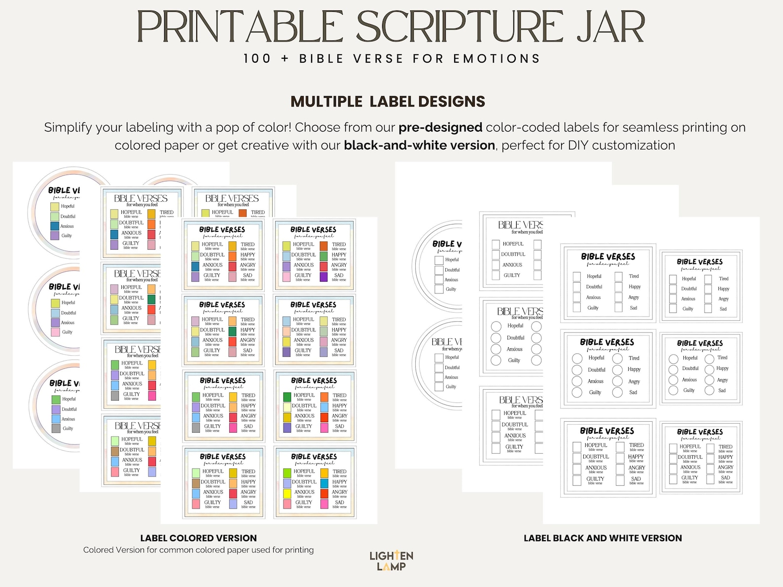 DIY Jar Bible Verse Printable Scriptures Jar for Emotions Christian Jar ...