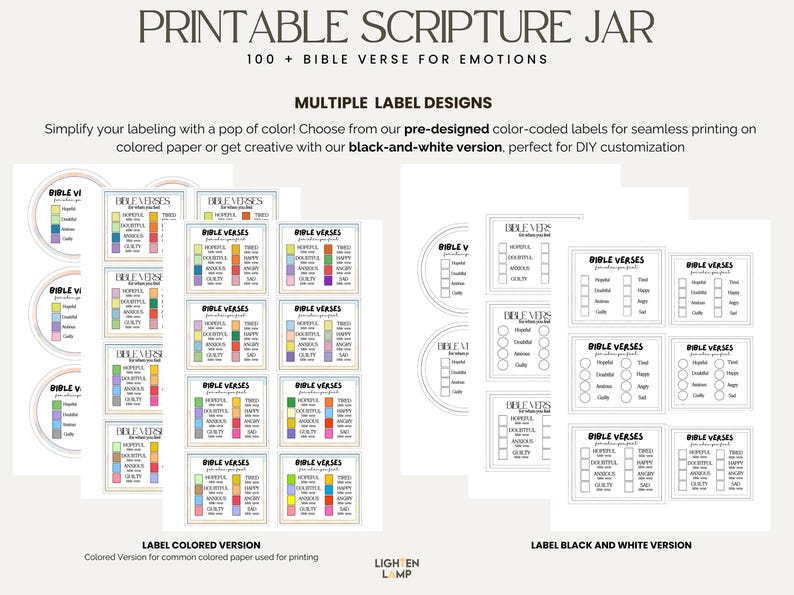 DIY Jar Bible Verse Printable Scriptures Jar for Emotions Christian Jar ...