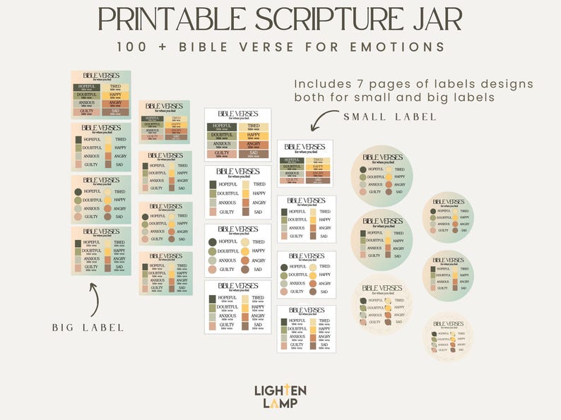 Bundle DIY Jar Bible Verse Printable Scriptures Jar for Emotions ...