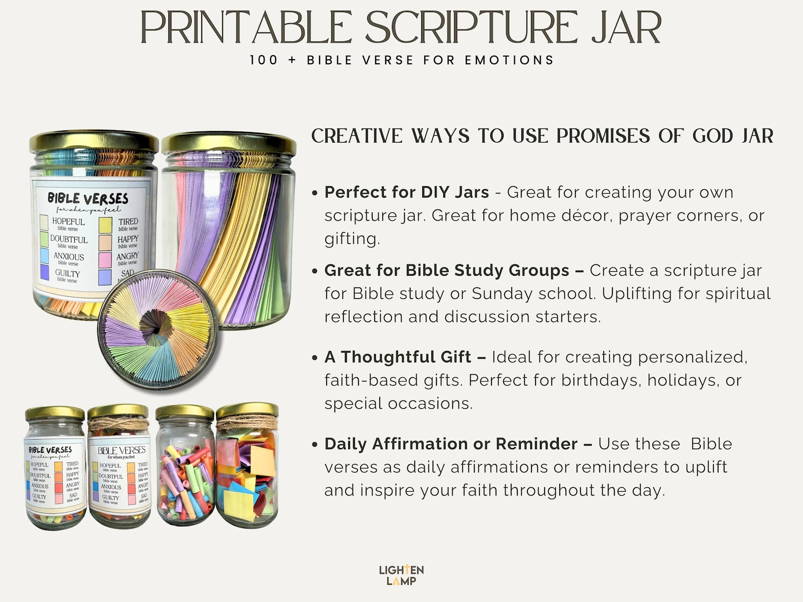 DIY Jar Bible Verse Printable Scriptures Jar for Emotions Christian Jar ...
