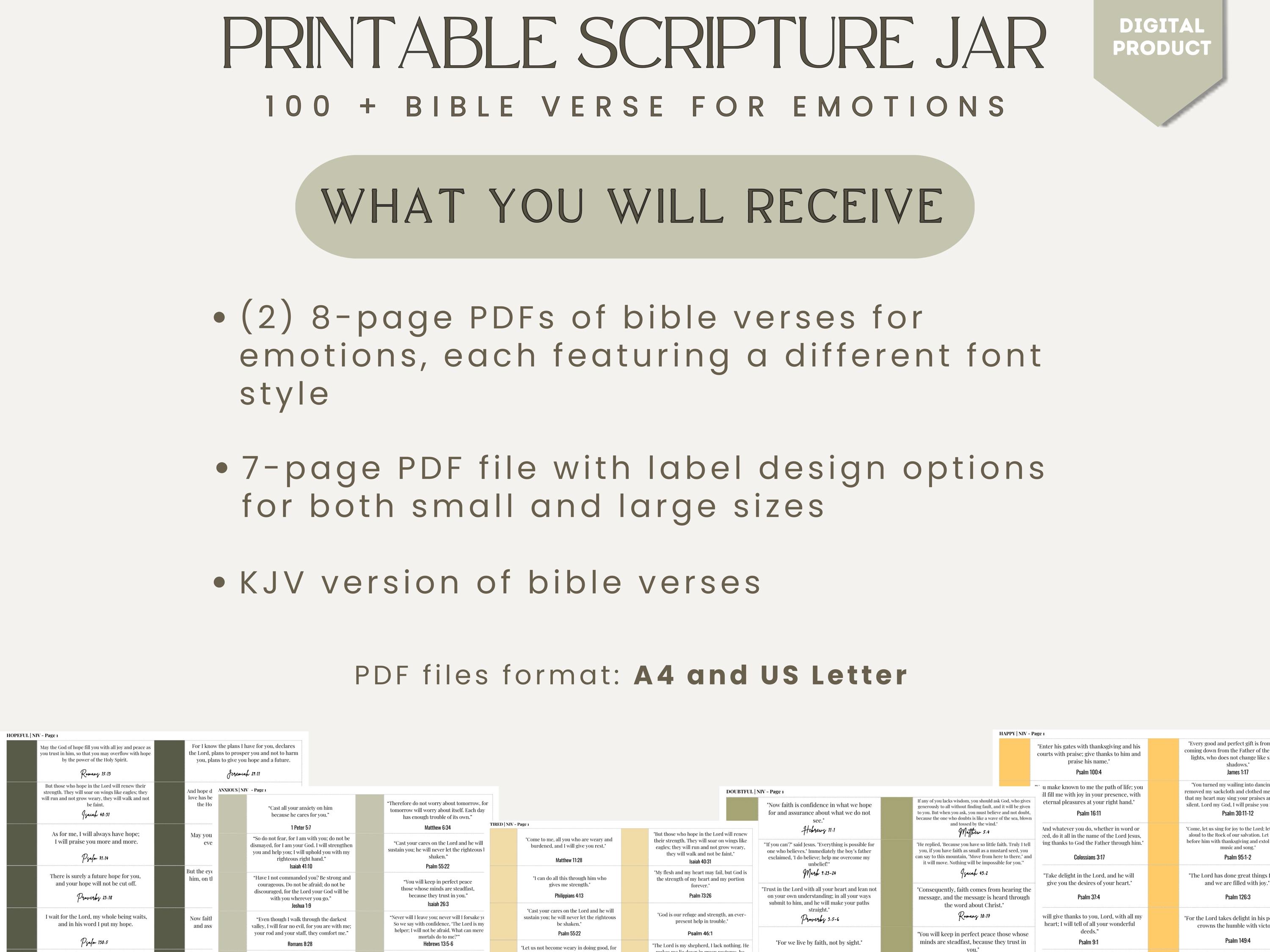DIY Scriptures Jar Color Coded Bible Verses for Emotions Christian ...