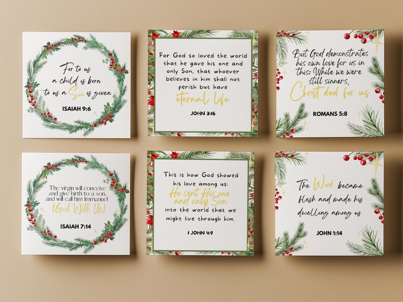 Christmas Scripture Card Printable Christian Bible Verses Tag for ...