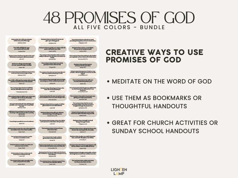 Gods Promises Bundle Printable Scripture Cards Bible Verse Encouraging ...