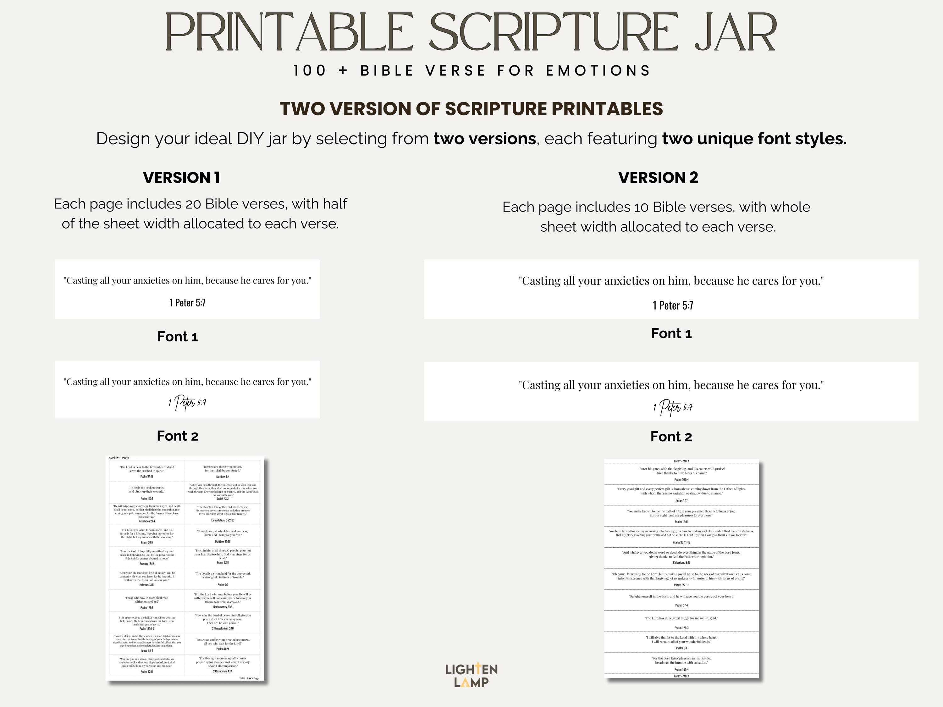DIY Jar Bible Verse Printable Scriptures Jar for Emotions Christian Jar ...