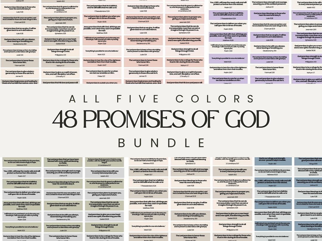 Gods Promises Bundle Printable Scripture Cards Bible Verse Encouraging ...