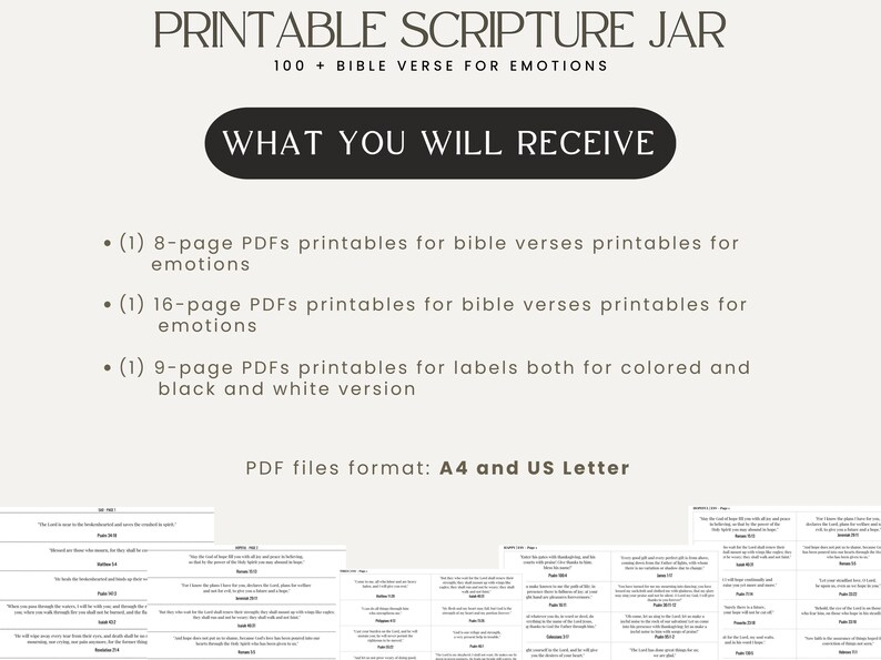 DIY Jar Bible Verse Printable Scriptures Jar for Emotions Christian Jar ...