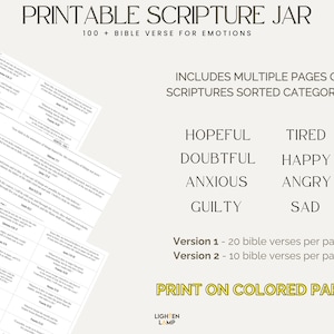 DIY Jar Bible Verse Printable Scriptures Jar for Emotions Christian Jar ...