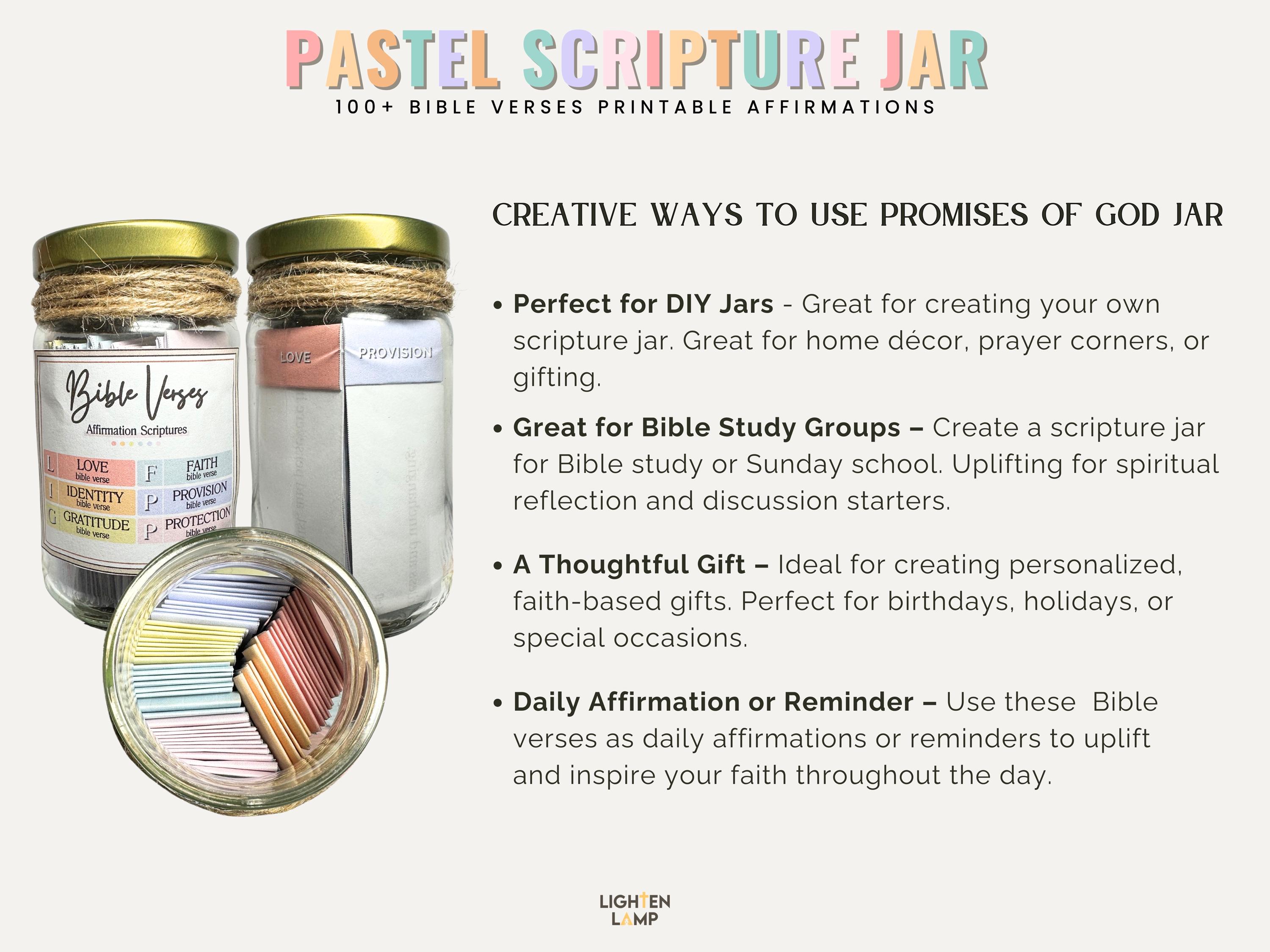 DIY Pastel Color Jar Bible Verse Affirmation Printable Scriptures Jar ...