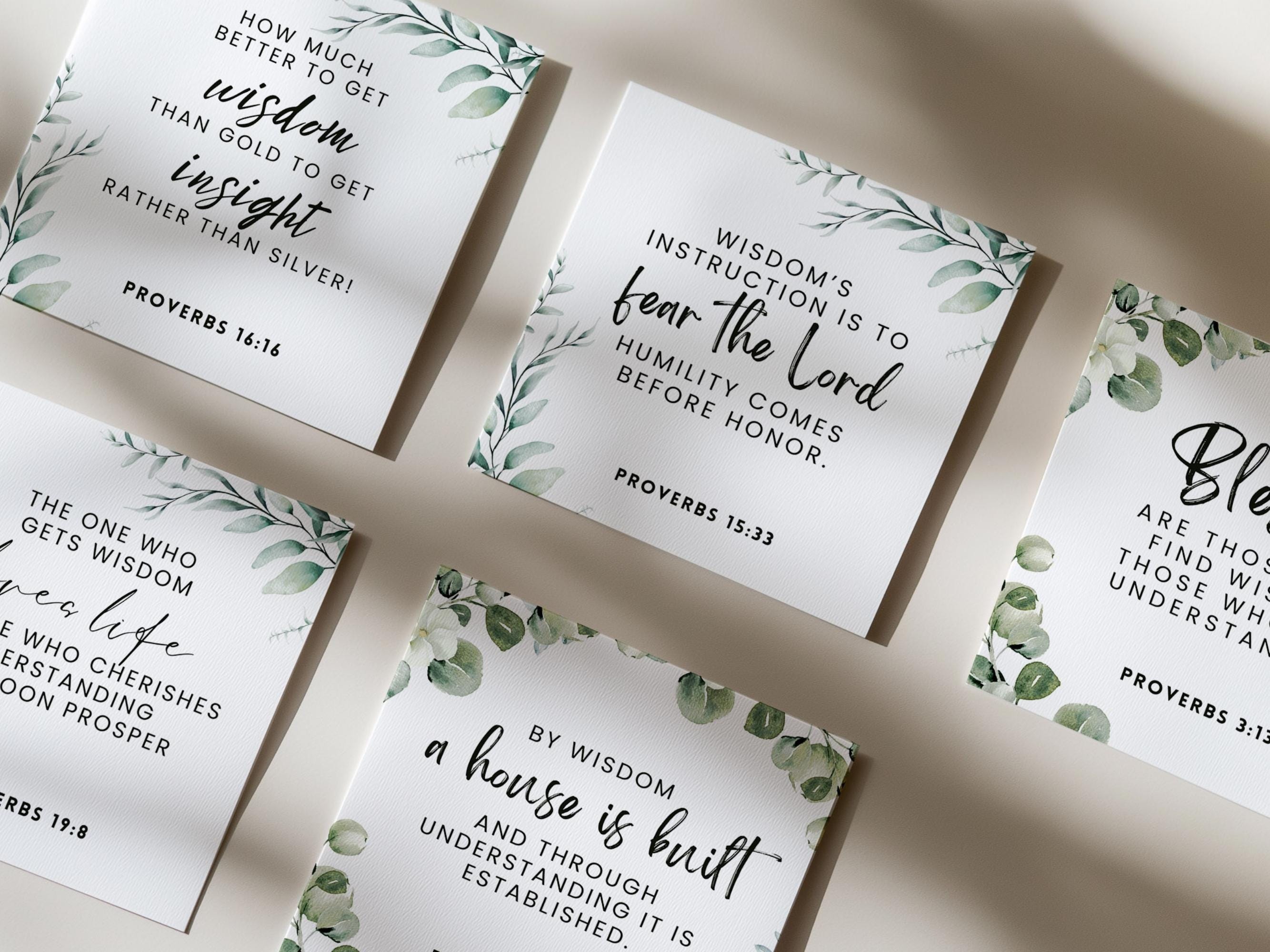 Proverbs Scripture Cards Wisdom Printable Bible Verse Card Words of ...