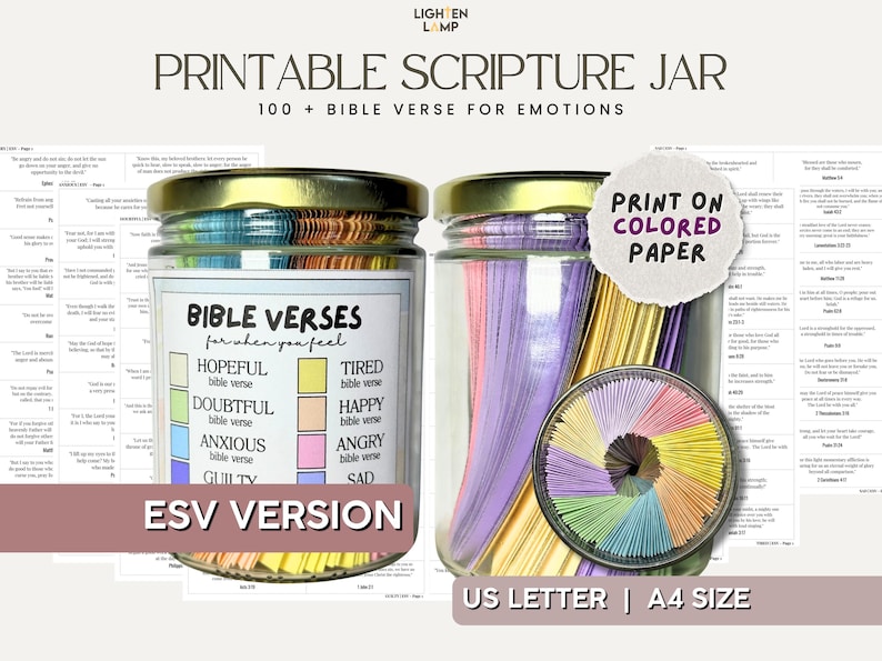 DIY Jar Bible Verse Printable Scriptures Jar for Emotions Christian Jar ...
