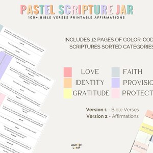 DIY Pastel Color Jar Bible Verse Affirmation Printable Scriptures Jar ...