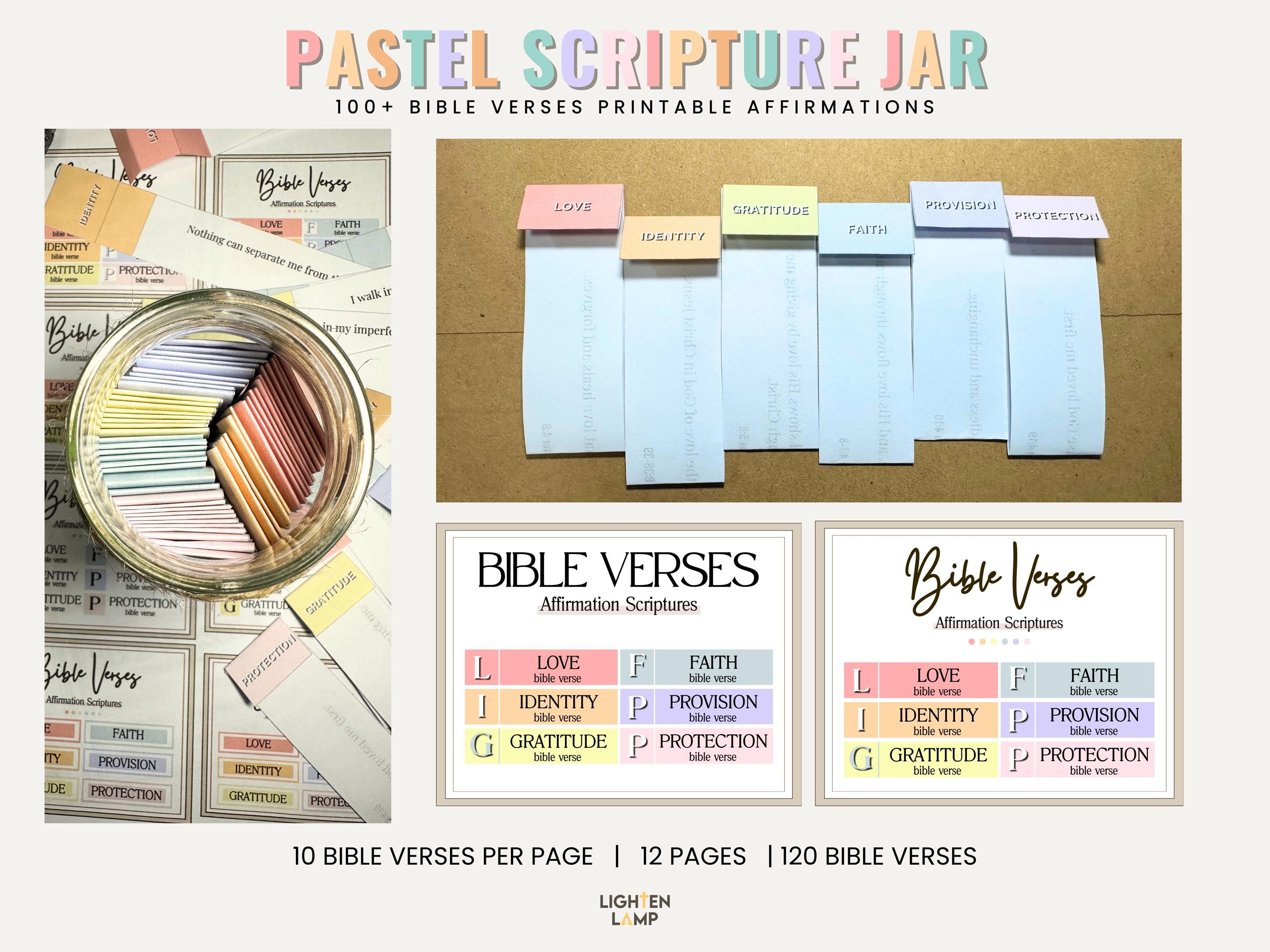 DIY Pastel Color Jar Bible Verse Affirmation Printable Scriptures Jar ...