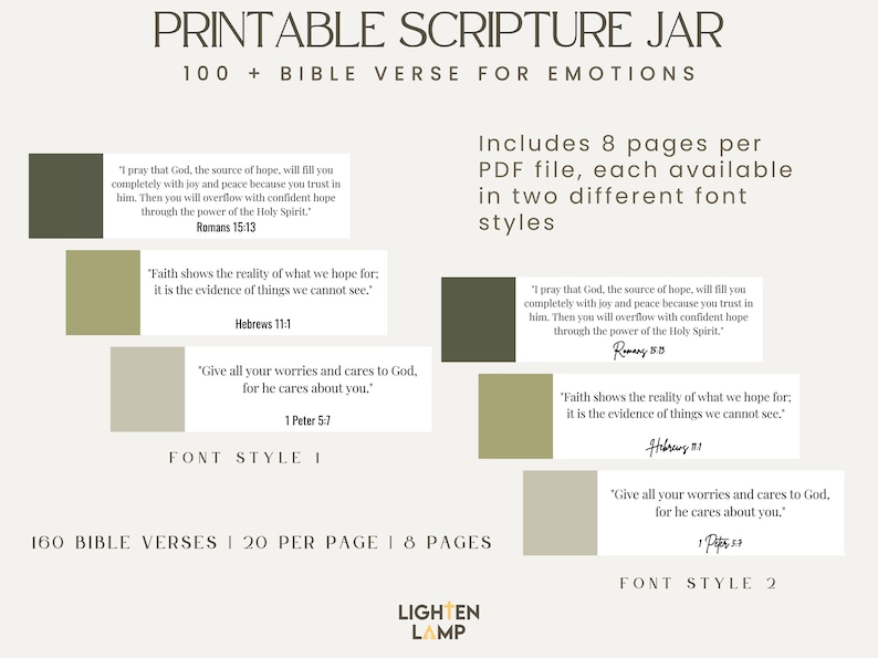 DIY Jar Bible Verse Printable Scriptures Jar for Emotions Christian Jar ...