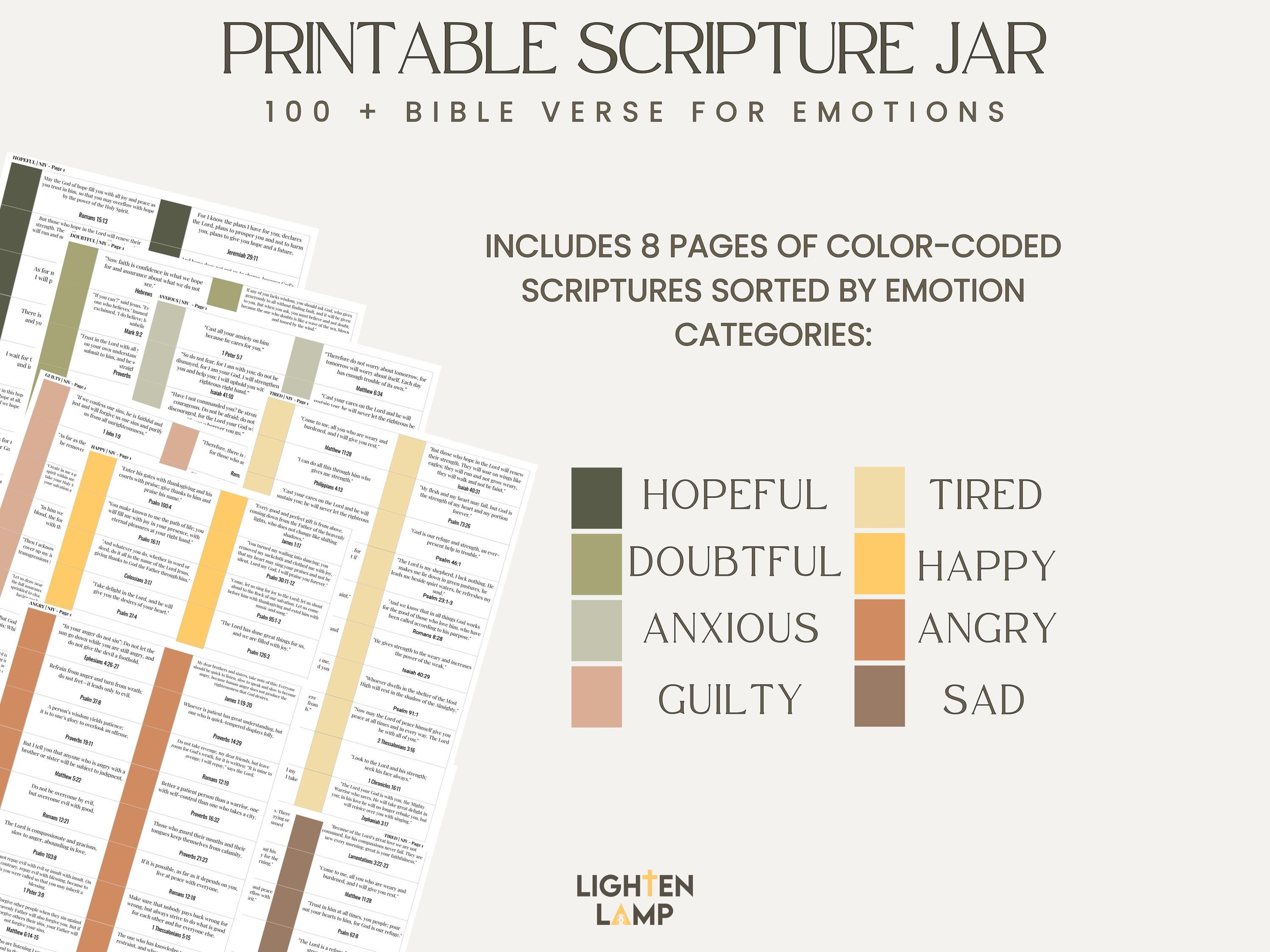 Bundle DIY Jar Bible Verse Printable Scriptures Jar for Emotions ...