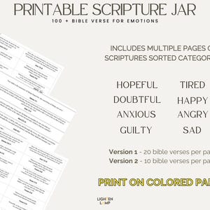 DIY Jar Bible Verse Printable Scriptures Jar for Emotions Christian Jar ...