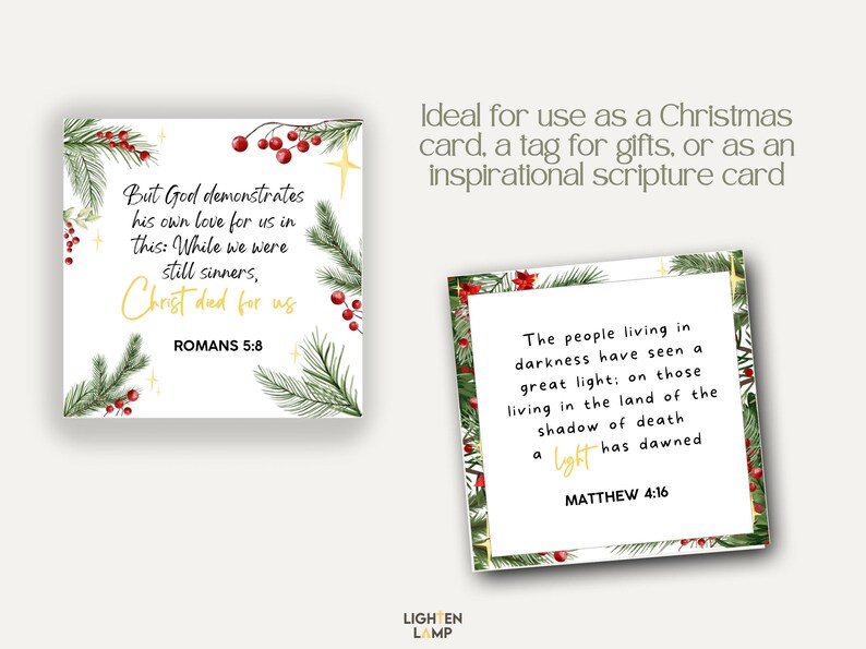 Christmas Scripture Card Printable Christian Bible Verses Tag for ...