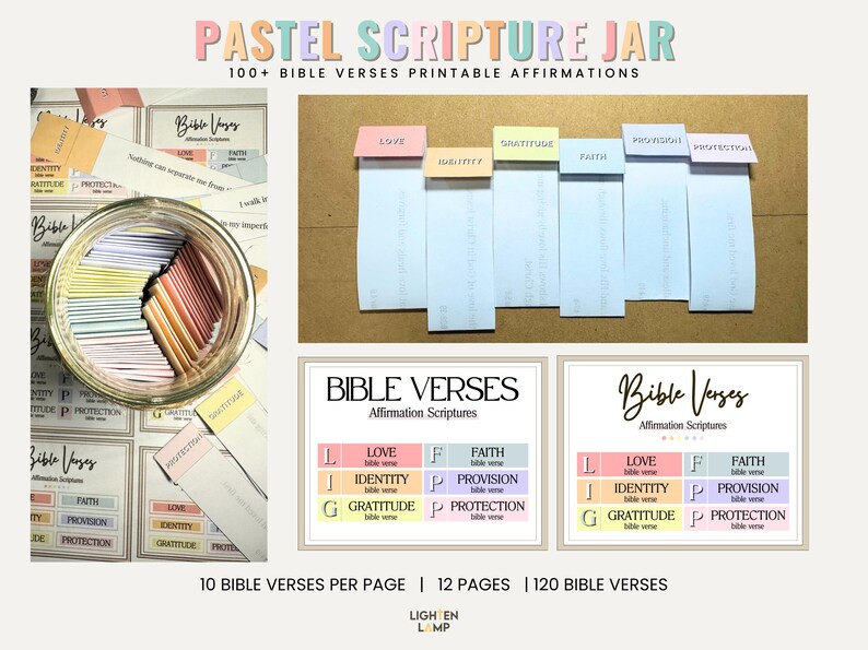 DIY Jar Bible Verse Affirmation Printable Scriptures Jar Kit Christian ...
