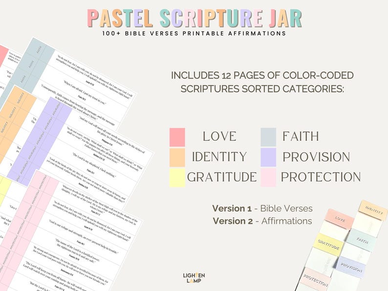 DIY Pastel Color Jar Bible Verse Affirmation Printable Scriptures Jar ...