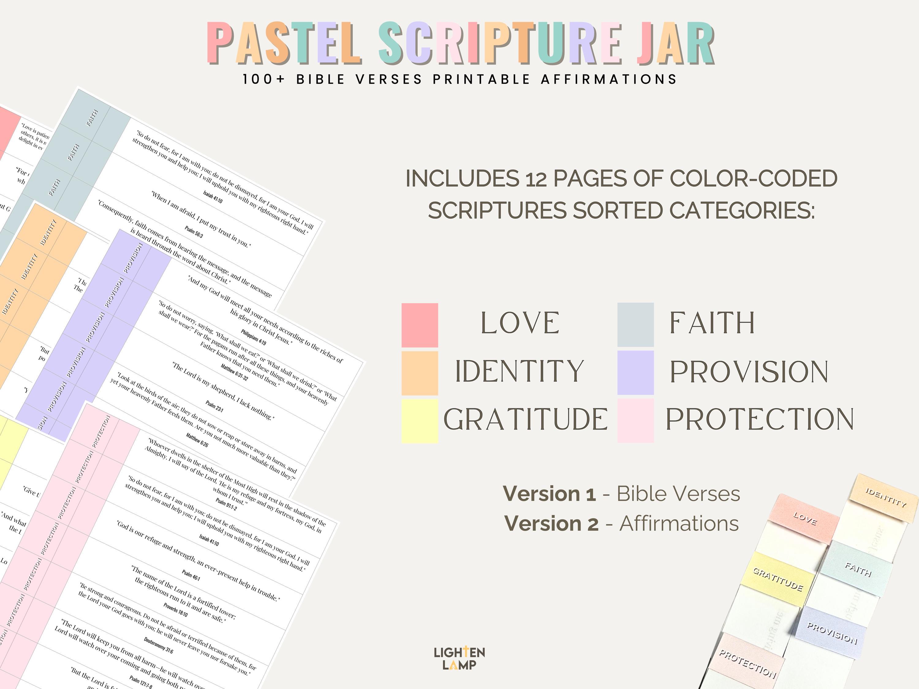 DIY Pastel Color Jar Bible Verse Affirmation Printable Scriptures Jar ...