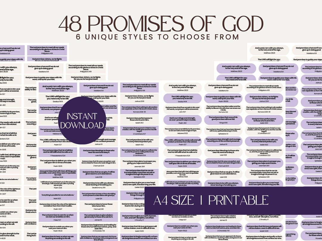 Printable Scripture Cards Gods Promises Bible Verse Encouraging Daily ...