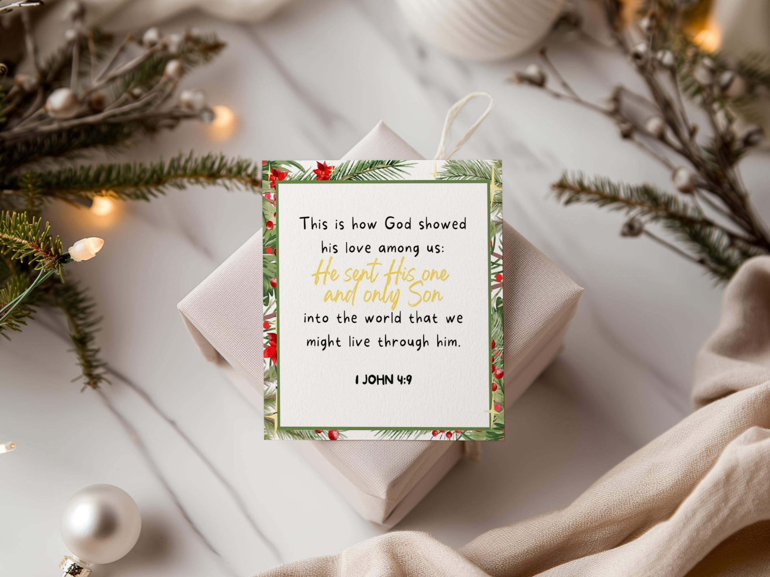 Christmas Scripture Card Printable Christian Bible Verses Tag for ...