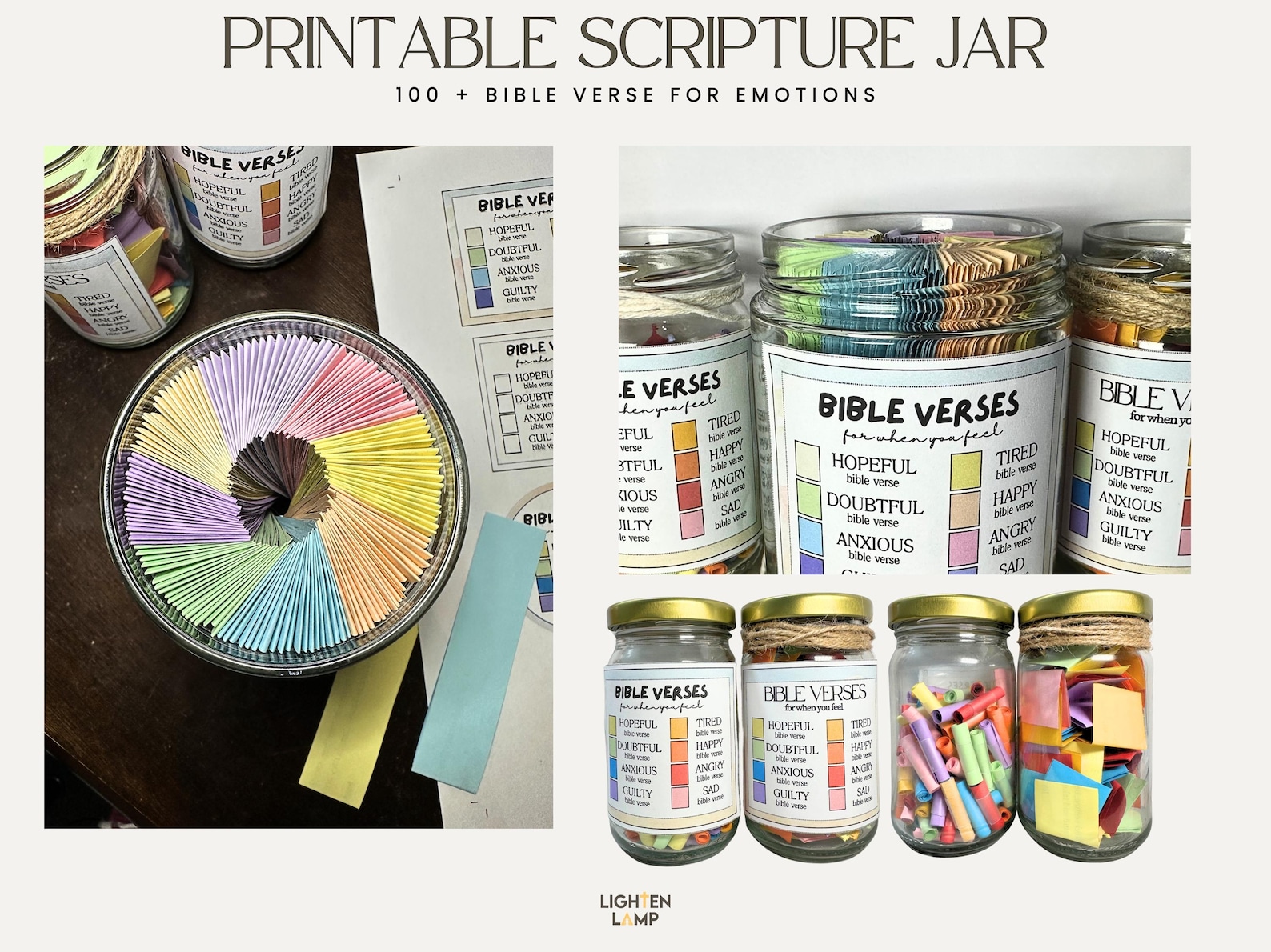 DIY Jar Bible Verse Printable Scriptures Jar for Emotions Christian Jar ...