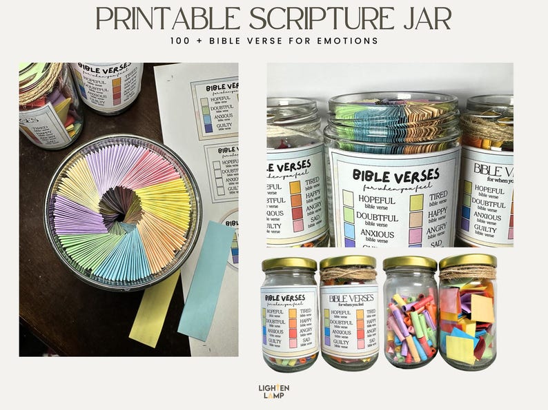 DIY Jar Bible Verse Printable Scriptures Jar for Emotions Christian Jar ...